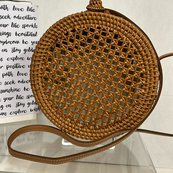 Bags | Small Round Rattan Crossbody Purse By Mango | Poshmark